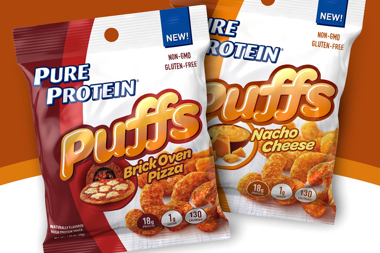 Pure Protein Puffs pack 18g of protein a bag and just 130 calories