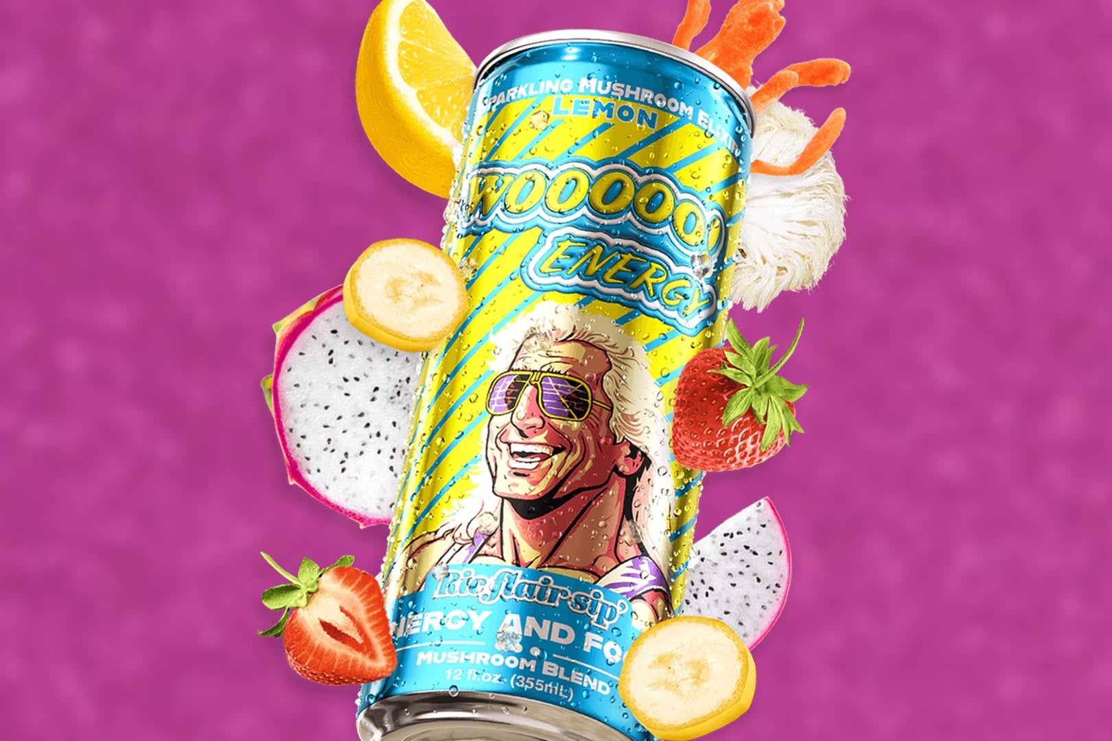 Nature Boy Ric Flair's mushroom-enhanced Wooooo Energy drink