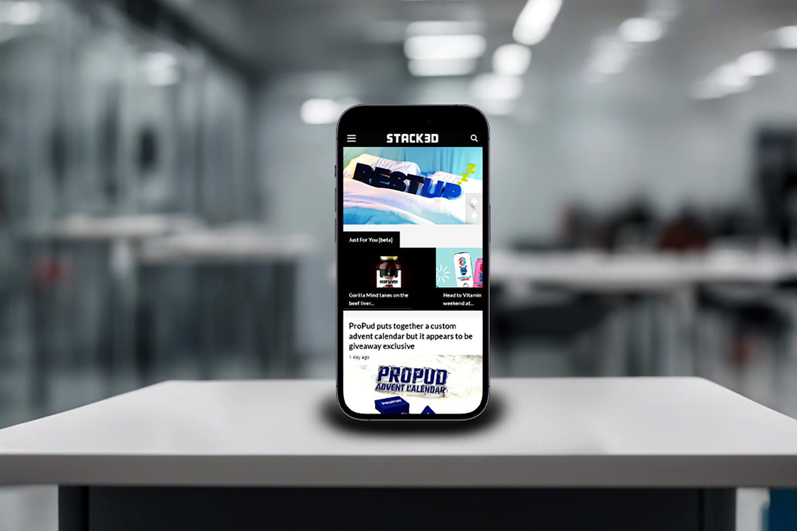 Stack3d Just For You section filled with content tailored to each user