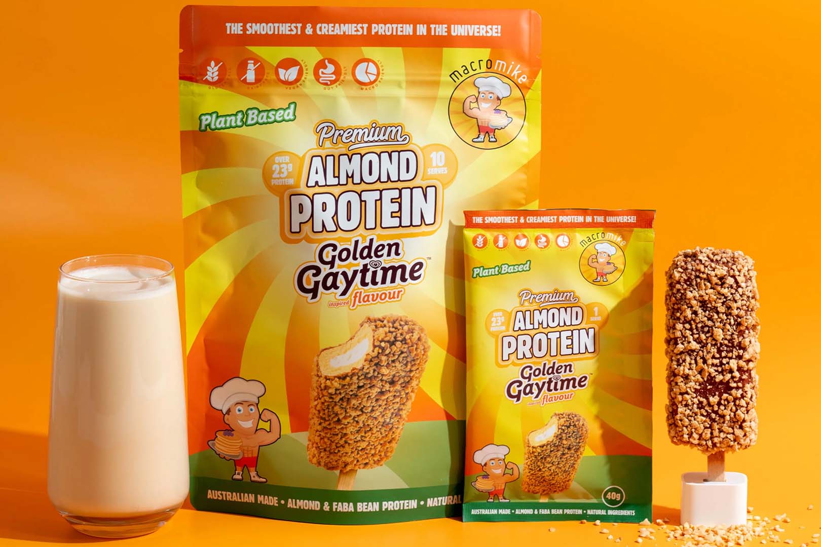 Macro Mike and Golden Gaytime make a protein powder together