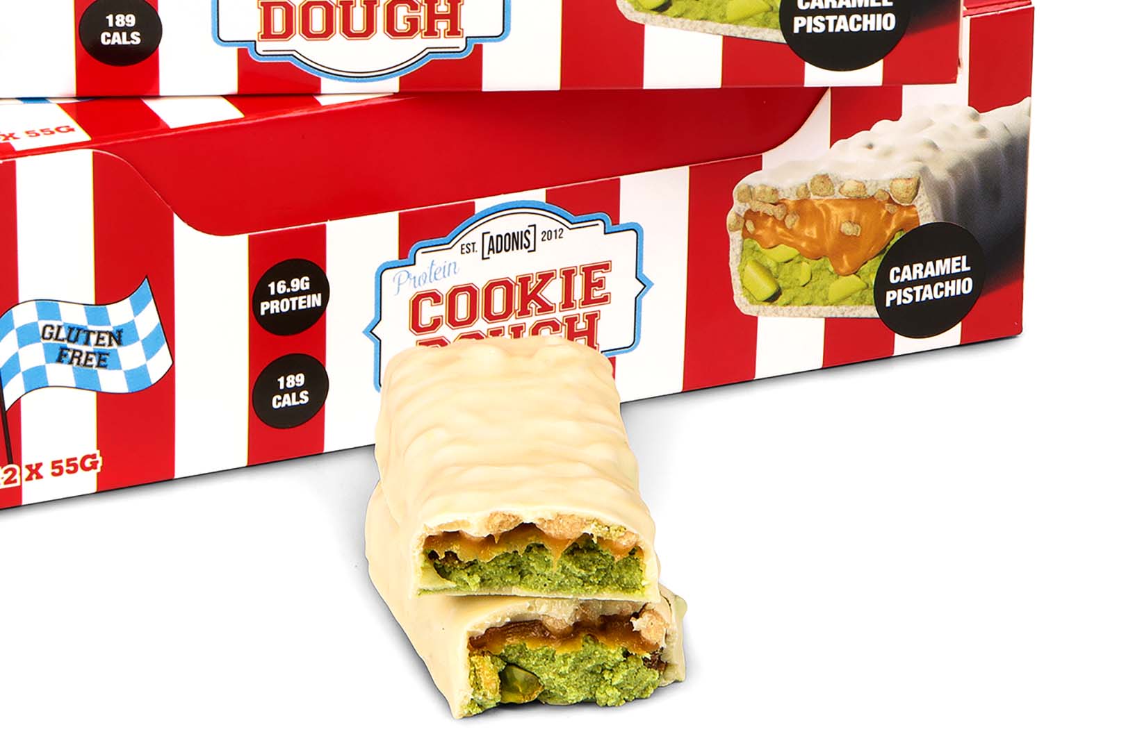 Adonis launches a tasty Caramel Pitaschio Cookie Dough Bar