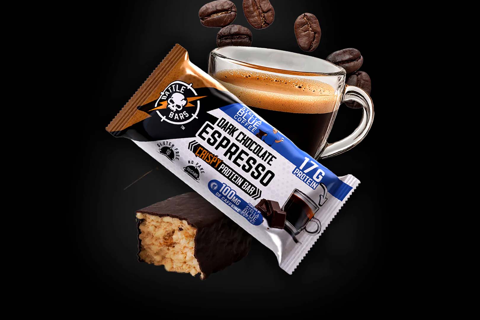 Battle Bars x Stella Blue Dark Chocolate Espresso Protein Bar