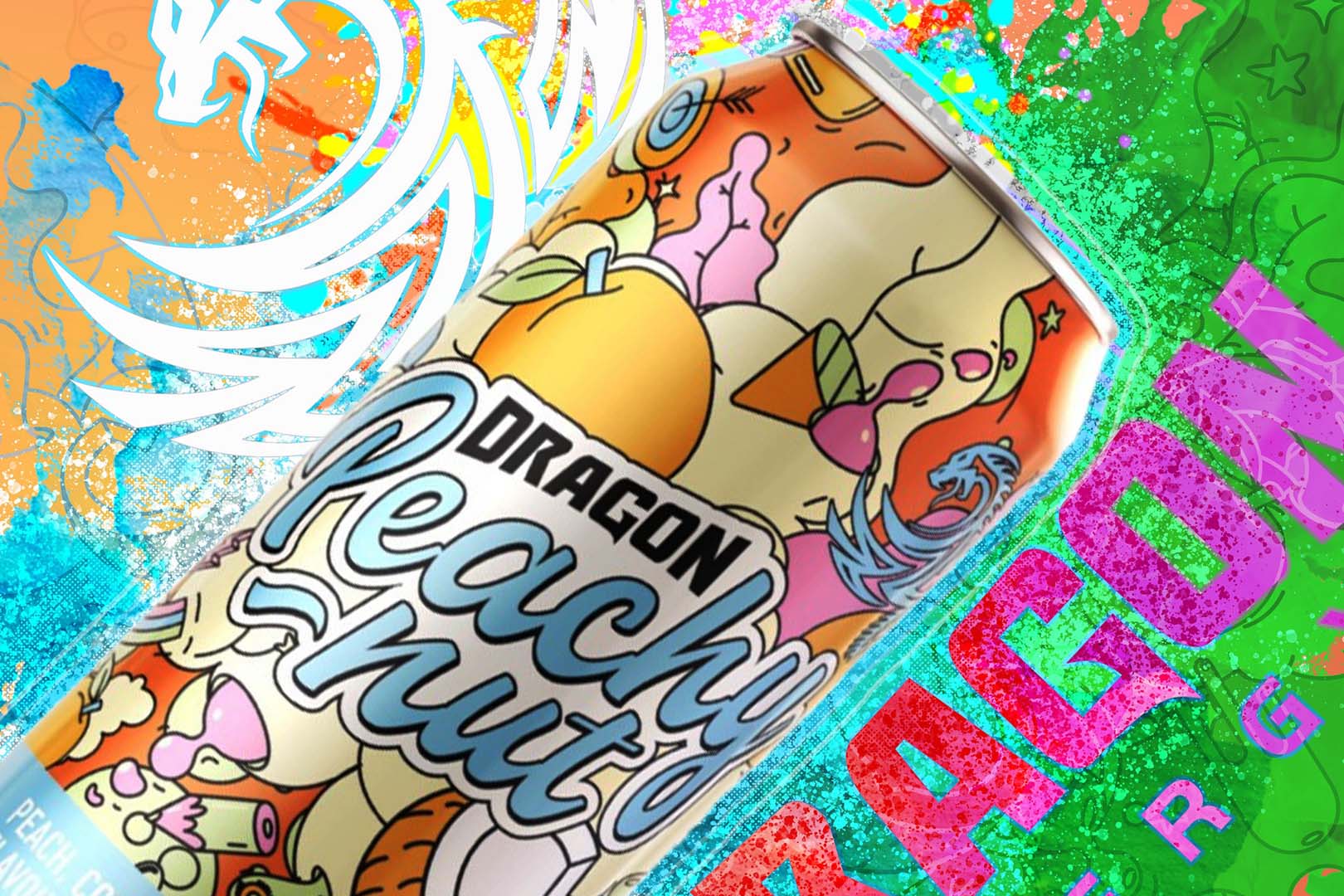 All-new and unique Peachy Nut flavor of Dragon Energy Drink