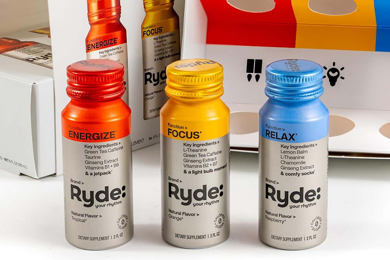Ryde's pocket-sized functional shots Energize, Focus and Relax