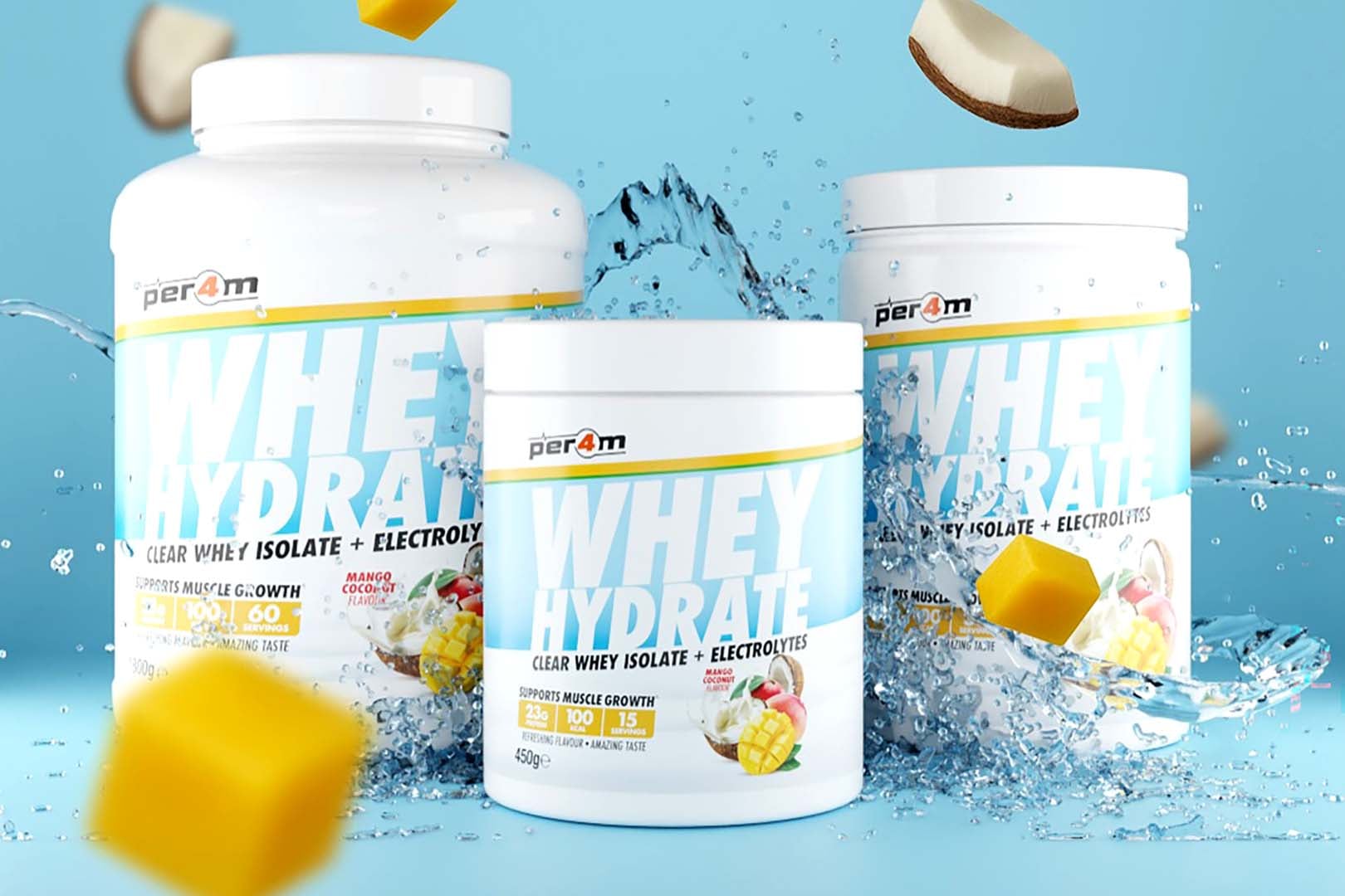 Per4m Whey Hydrate packs 23g of protein and electrolytes