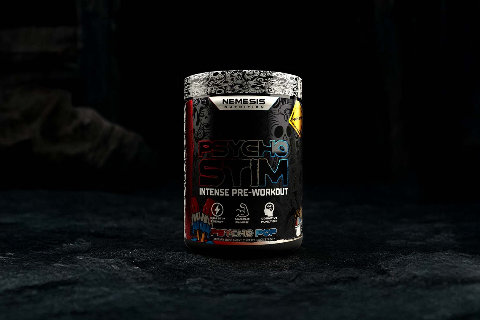 Nemesis Nutrition's high intensity Psycho Stim pre-workout