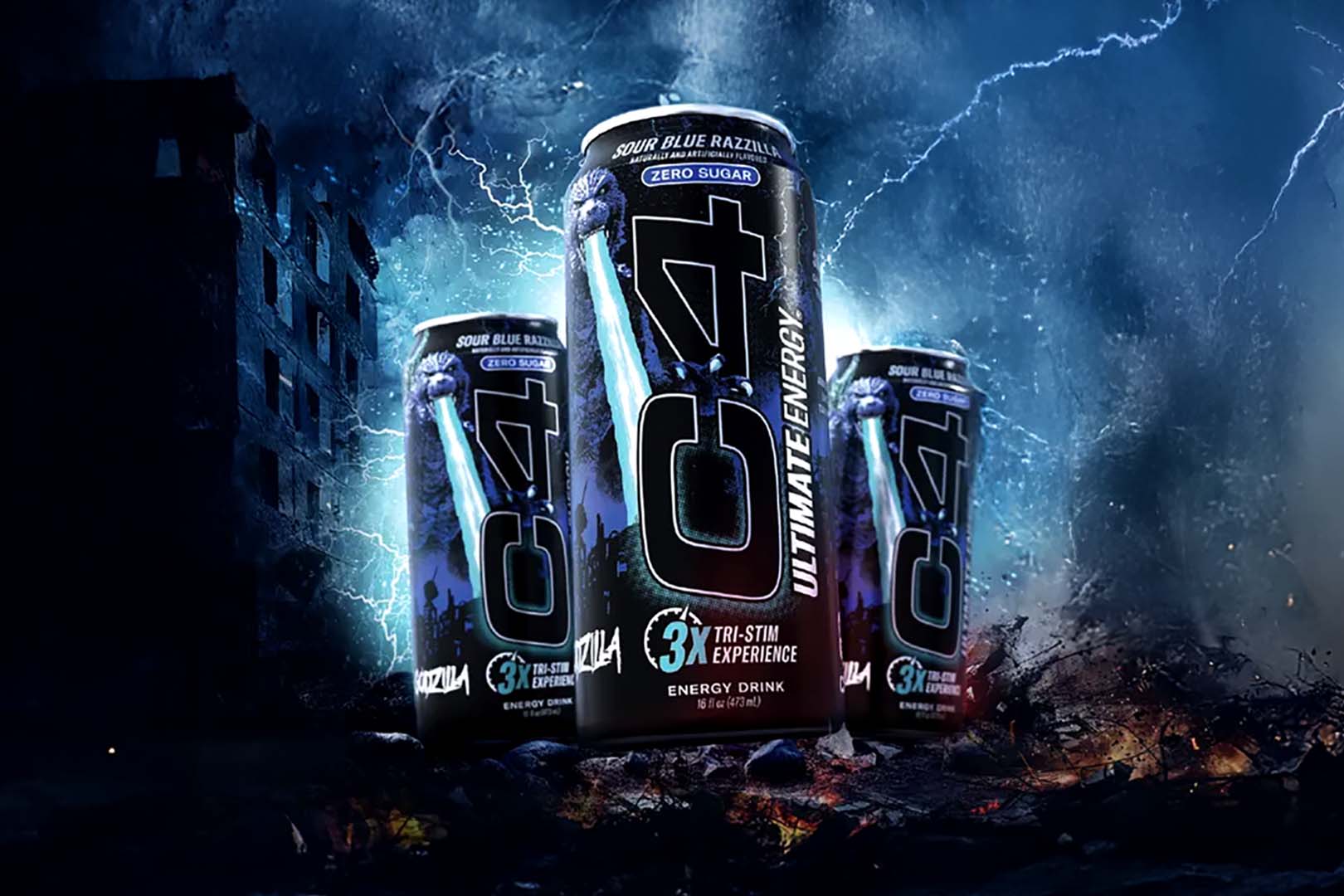 C4 Energy x Godzilla Sour Blue Razzilla C4 Ultimate Energy Drink