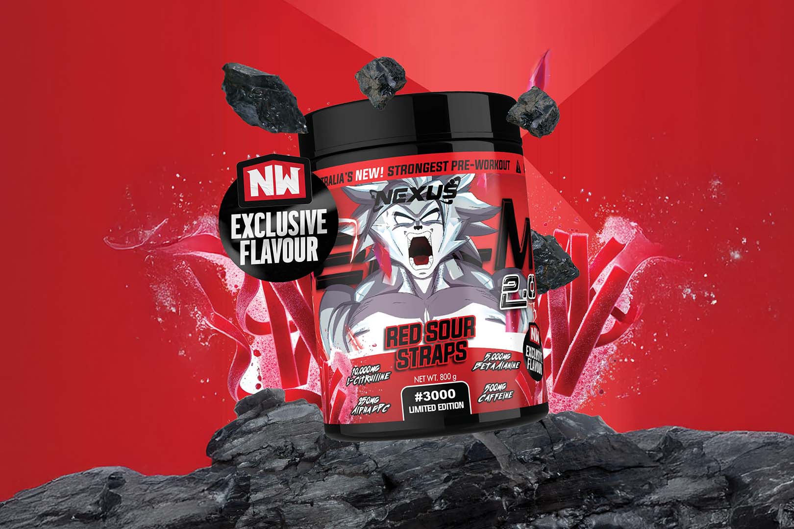 Nexus Sports' Per4m 2.0 Red Sour Straps at Nutrition Warehouse