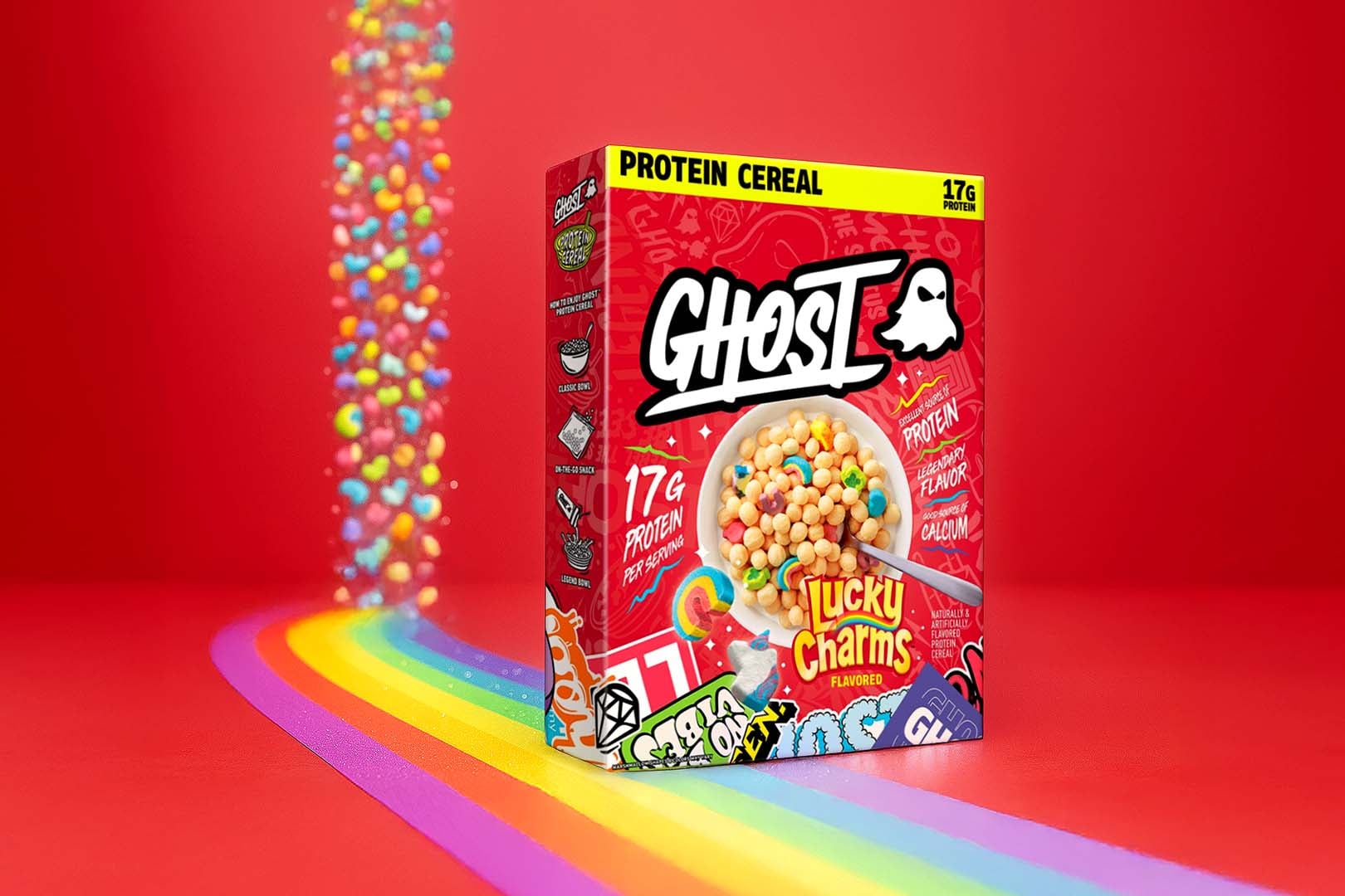 Ghost Lucky Charms Protein Cereal with marshmallow charms