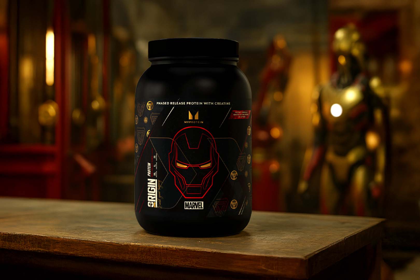 Myprotein's Marvel Iron Man Red Velvet Origin Protein Powder