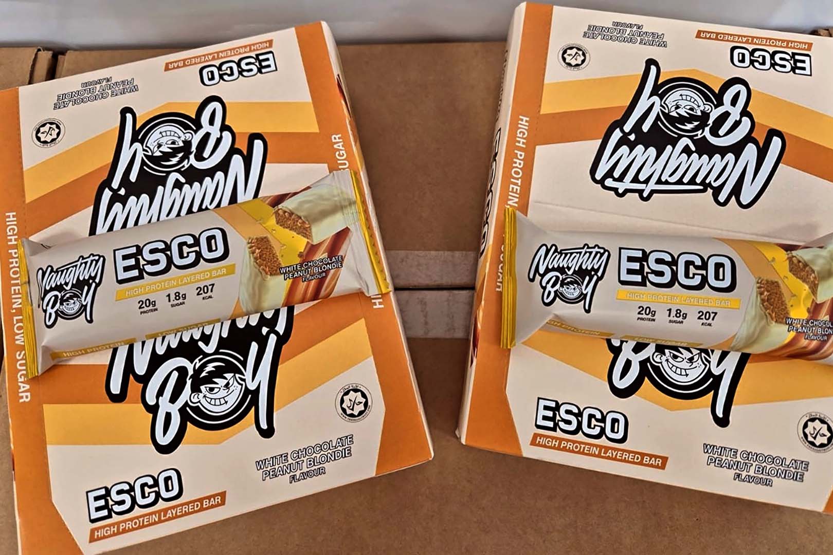 Naughty Boy's Esco Bar in new White Chocolate Peanut Blondie