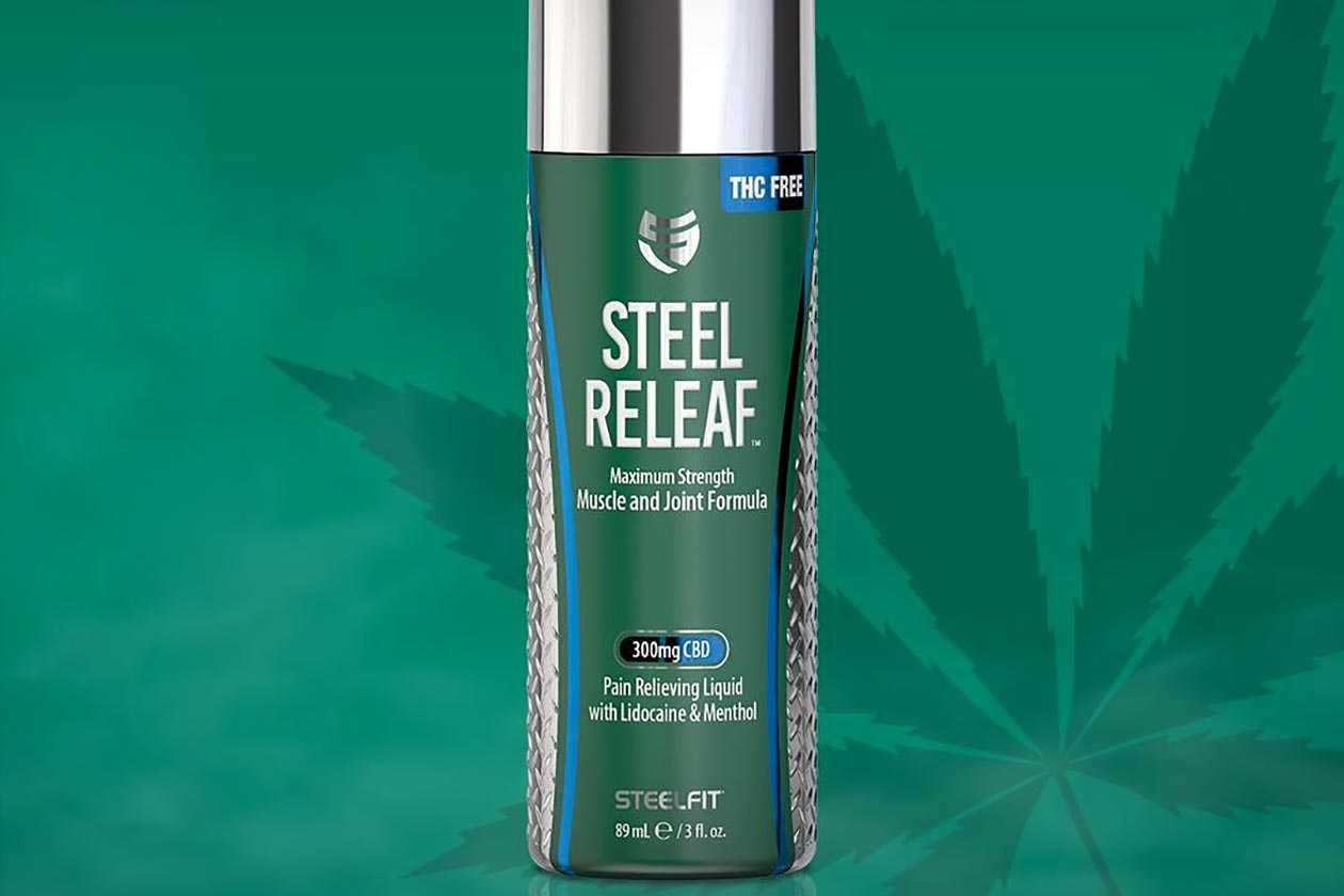 Steel Releaf roll-on featuring CBD and other ingredients for pain relief