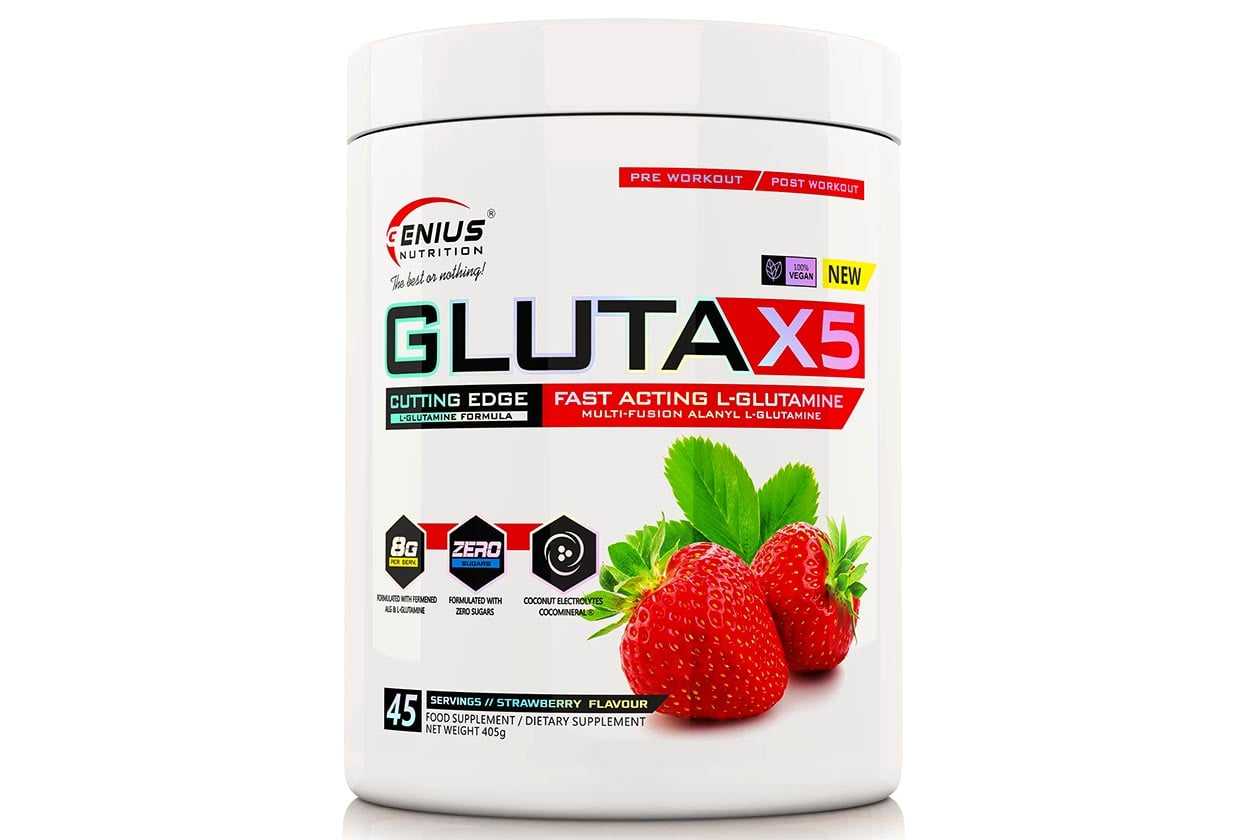 Genius GlutaX5 combines a two glutamine sources and hydration