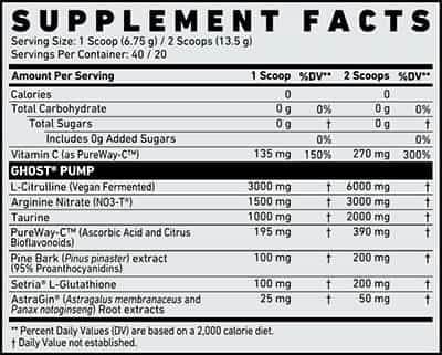 Ghost Pump V2 packed with 50% more citrulline and 3g of arginine nitrate