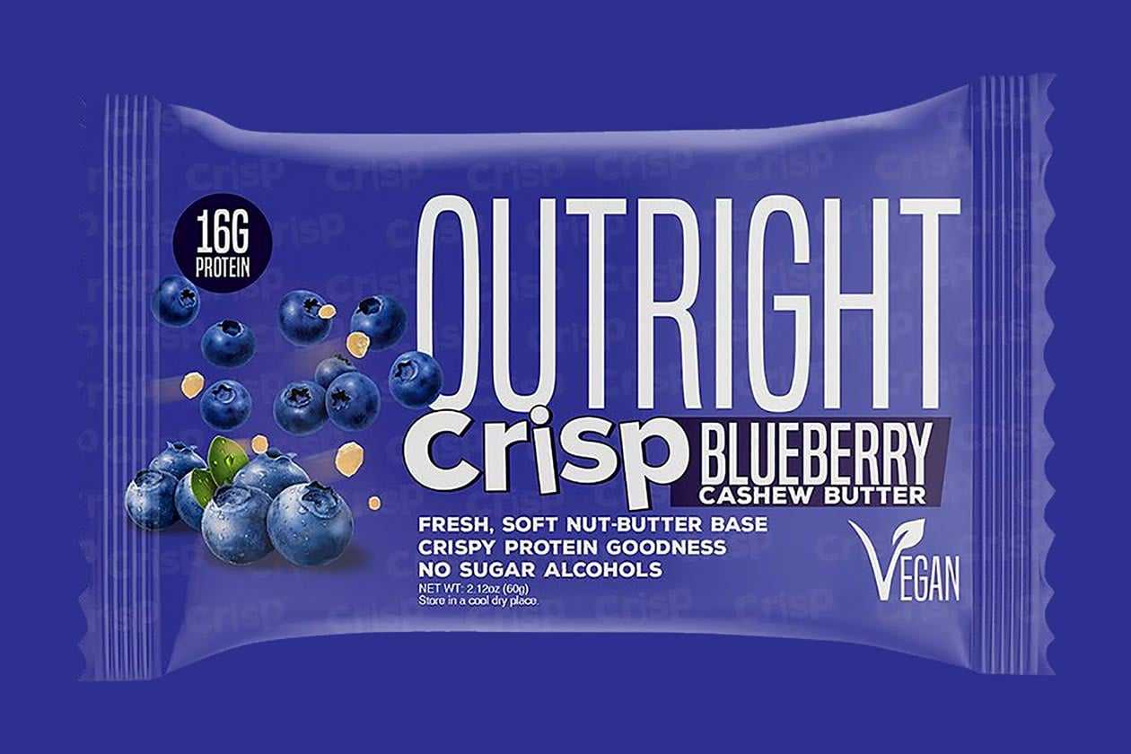 Vegan Blueberry Cashew Butter Outright Crisp Protein Bar coming soon