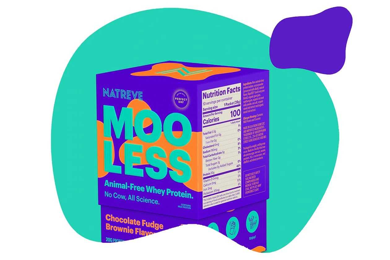 Natreve prices its animal-free whey protein Mooless at $39.99 a box