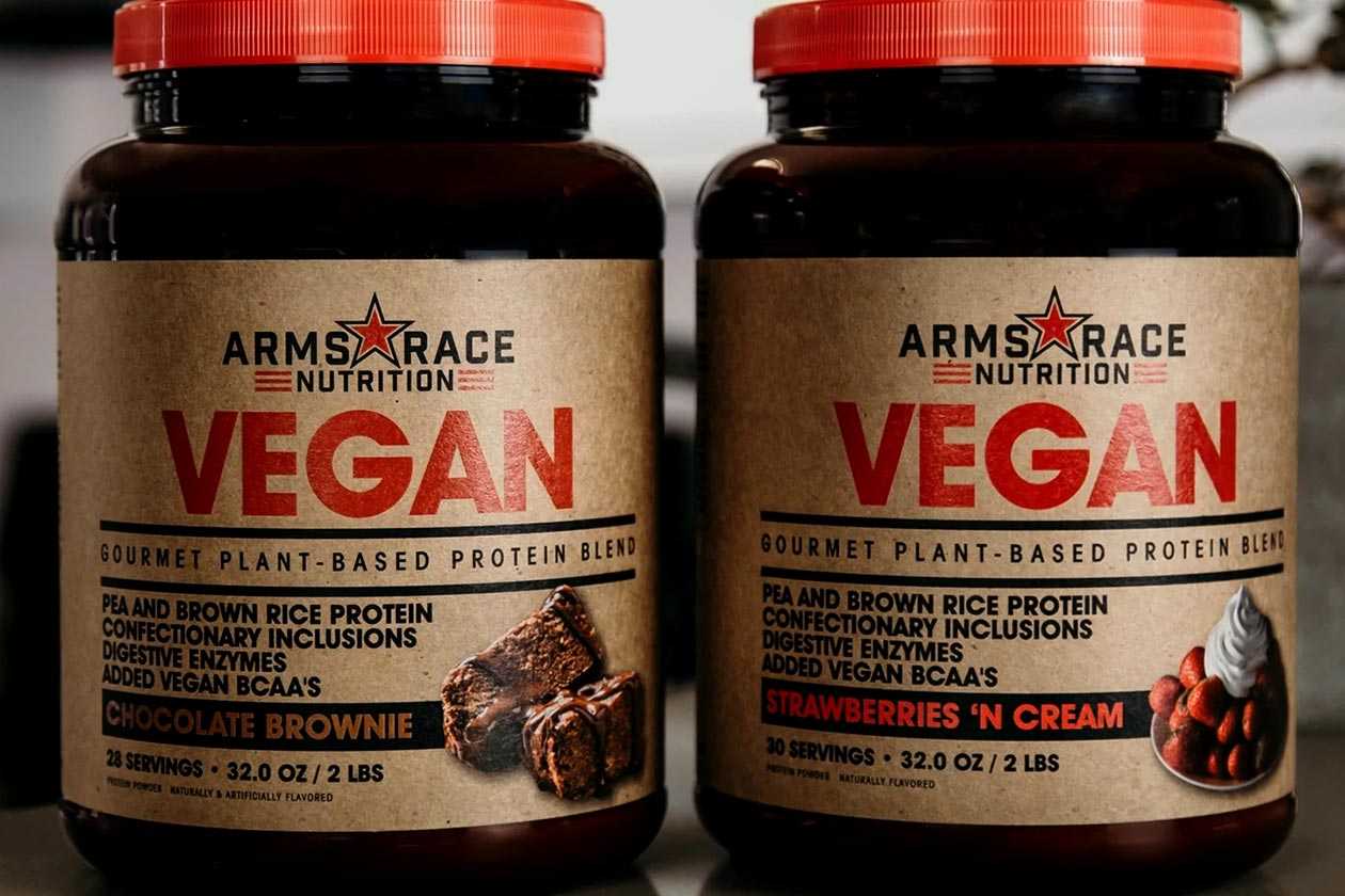 Arms Race puts inclusions like cookie pieces in Vegan protein powder