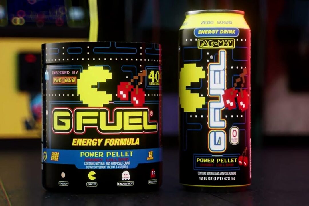 Pac-Man's Cherry Lollipop Power Pellet G Fuel energy drink