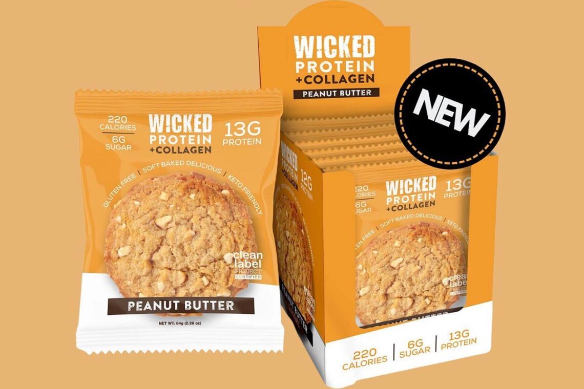 Peanut Butter Wicked Protein Cookie filled with peanut butter chips