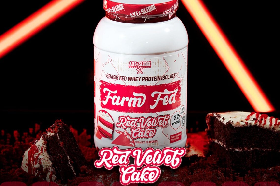 Axe and Sledge's Red Velvet Cake Farm Fed protein powder