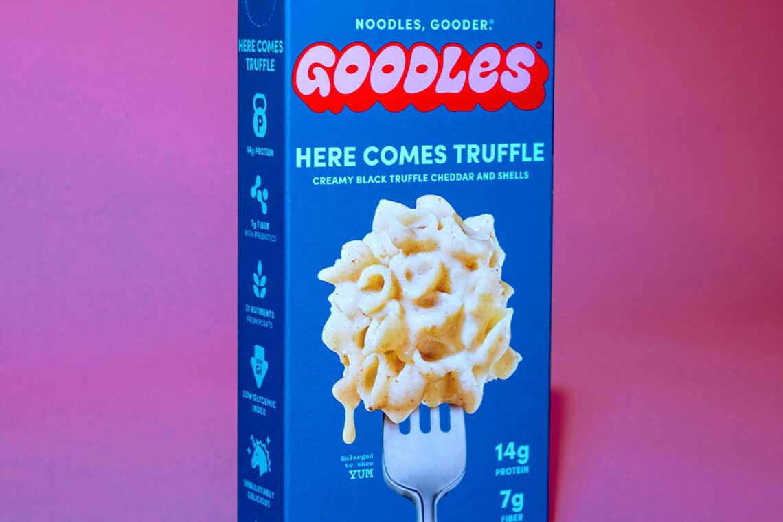 Goodles black truffle cheddar and shells flavor Here Comes Truffle