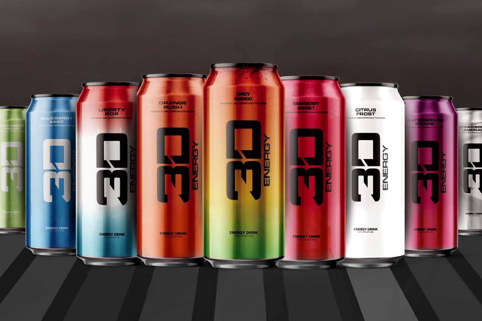 Raspberry Sorbet and Orange Rush flavors of 3D Energy Drink