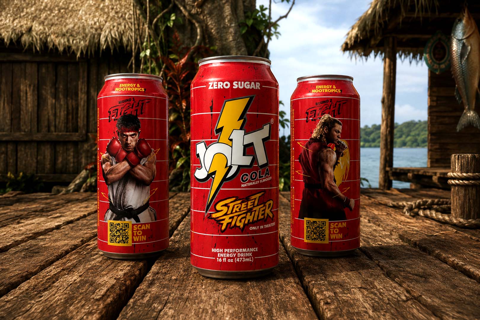 Redcon1 Jolt Cola Energy Drink previews Street Fighter cans